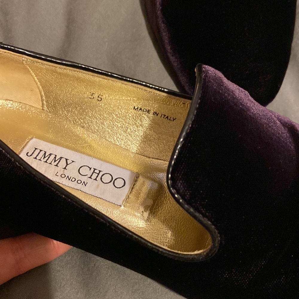 Jimmy Choo Velvet Dark Purple Loafers - Gem